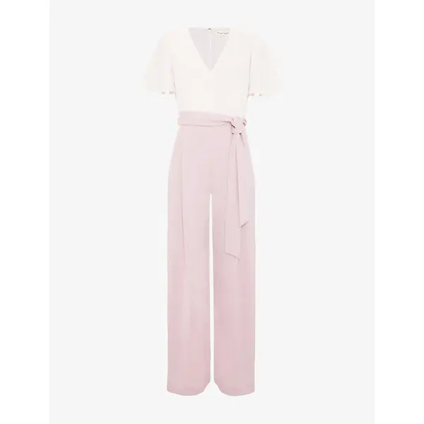 PHASE EIGHT Kallie V-neck Woven Jumpsuit - Pale Pink