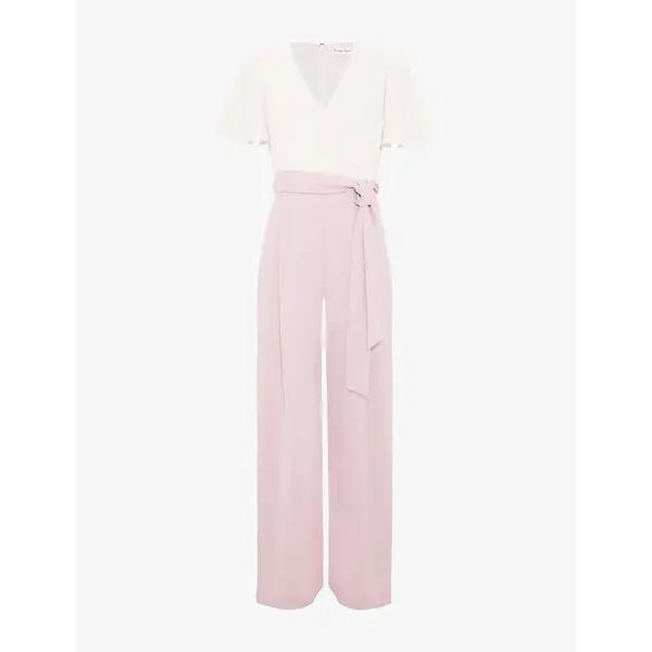 PHASE EIGHT Woven V-neck Jumpsuit - Pale Pink
