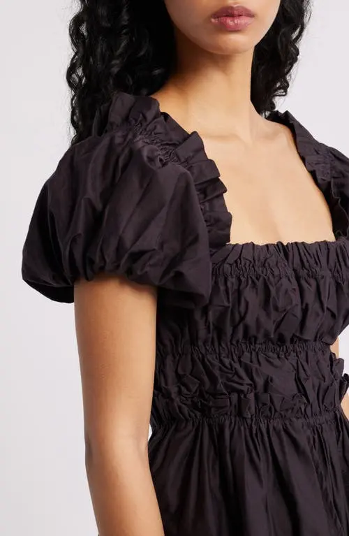 DAMSON MADDER Lyza Ruffle Puff Sleeve Tiered Cotton Minidress