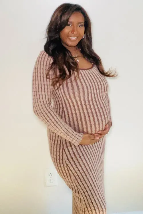 PINKBLUSH Cable Knit Fitted Midi Dress