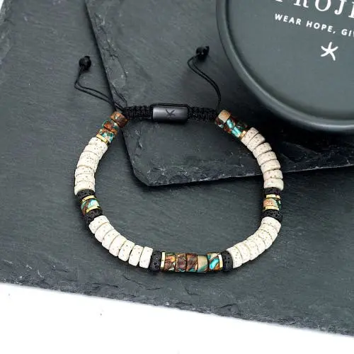 STARFISH PROJECT Vanguard Lava Bead Bracelet - Black/beige