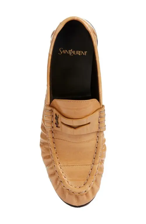 Saint Laurent Eelskin Embossed Leather Loafer