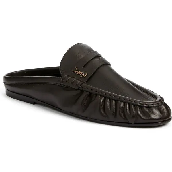 Saint Laurent Loafer Mule - Eagle Brown
