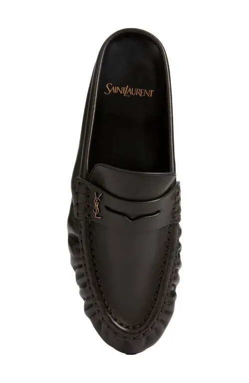 Saint Laurent Loafer Mule - Eagle Brown