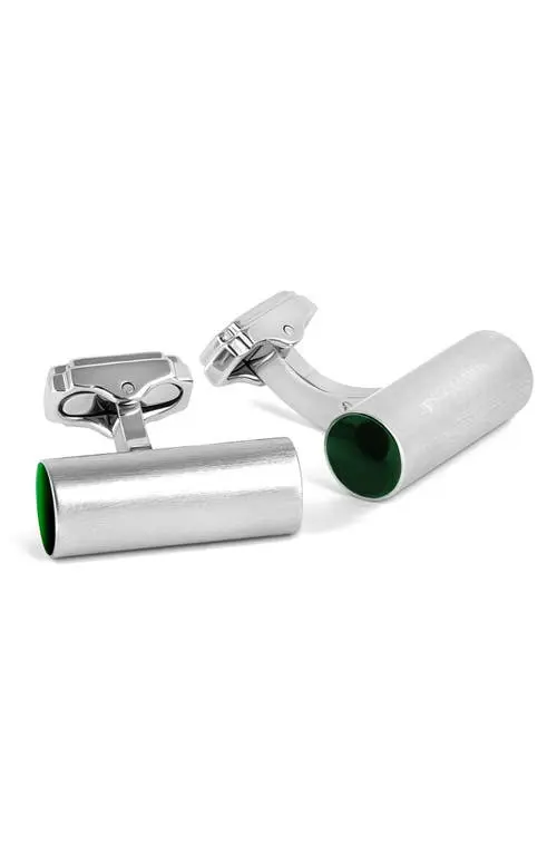 THOMPSON OF LONDON Enamel Cylinder Cuff Links - Green