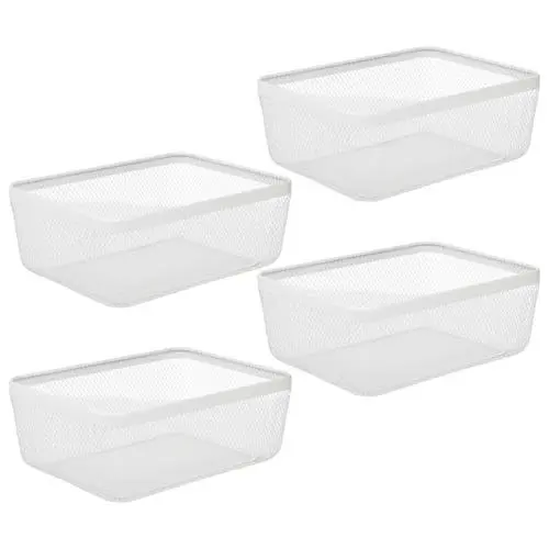 MDESIGN Metal Wire Food Organizer Storage Bin Basket For Kitchen, Pantry, Bathroom, Laundry Room, Closets, Garage - White