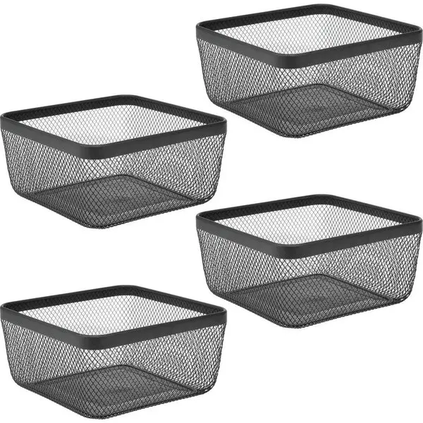 MDESIGN Metal Mesh Pantry Basket For Kitchen Storageset Of 4 - Black