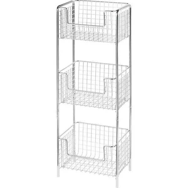 MDESIGN Steel Freestanding 3-tier Storage Organizer Tower Rack - Chrome