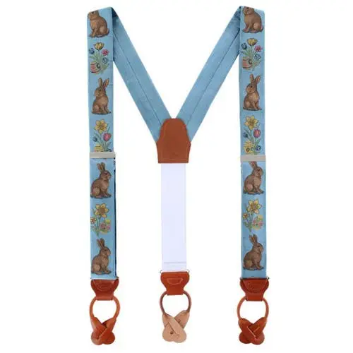 Trafalgar Harvey's Easter Sunday Silk Button End Suspenders - Light Blue