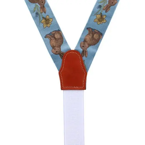 Trafalgar Harvey's Easter Sunday Silk Button End Suspenders - Light Blue