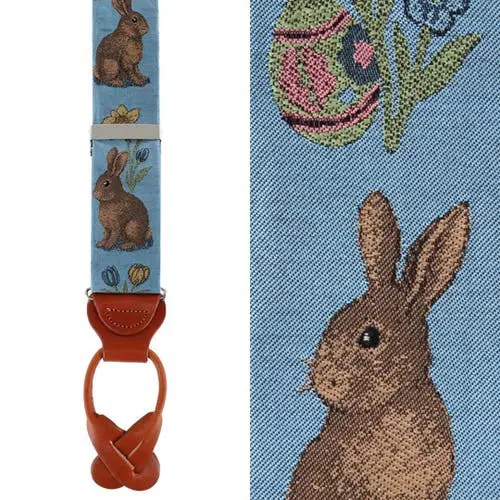 Trafalgar Harvey's Easter Sunday Silk Button End Suspenders - Light Blue