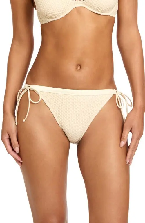 Robin Piccone Fishnet Side Tie Bikini Bottoms - Bisque