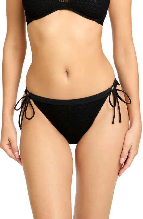 Robin Piccone Fishnet Side Tie Bikini Bottoms - Black