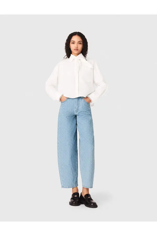 Maje Textured Balloon Jeans - Blue