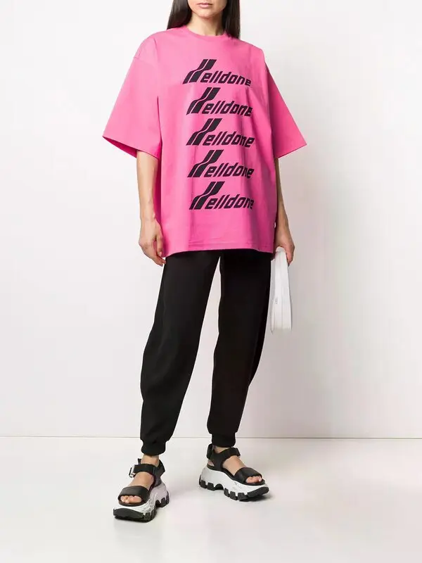 We11Done Oversized Logo-print T-shirt - Pink