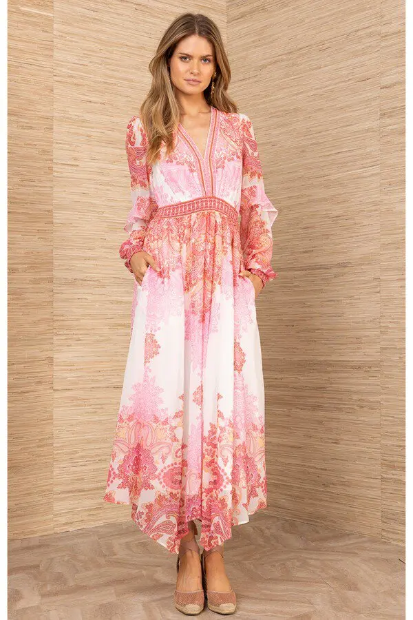 Hale Bob Kamilah Chiffon Maxi Dress - Pink