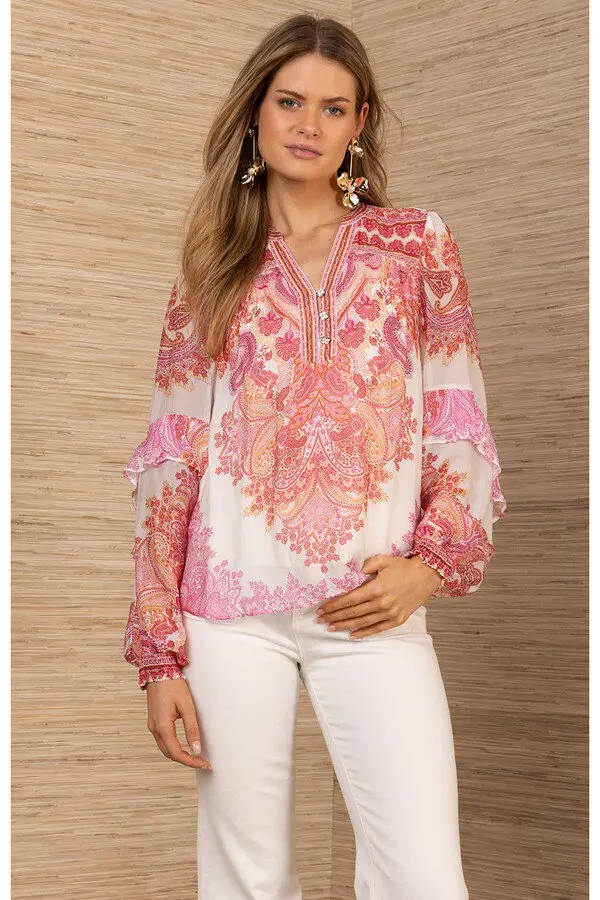 Hale Bob Loyalty Chiffon Top - Pink
