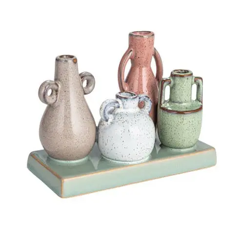 STORIED HOME Mounted Vases On Base - White