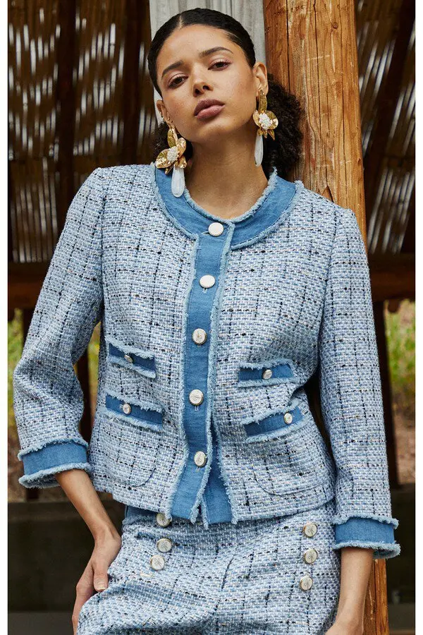 Hale Bob Vida Tweed Coat - Blue