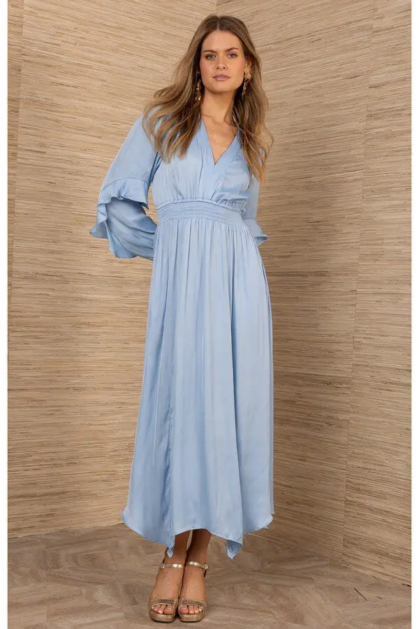 Hale Bob Kamilah Solid Charmeuse Maxi Dress - Blue