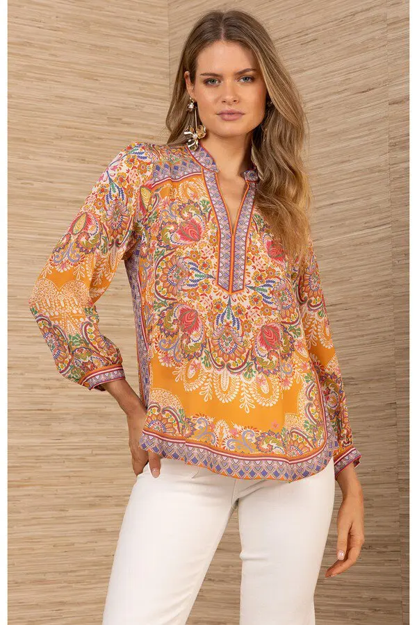 Hale Bob Ryder Silk Top - Orange