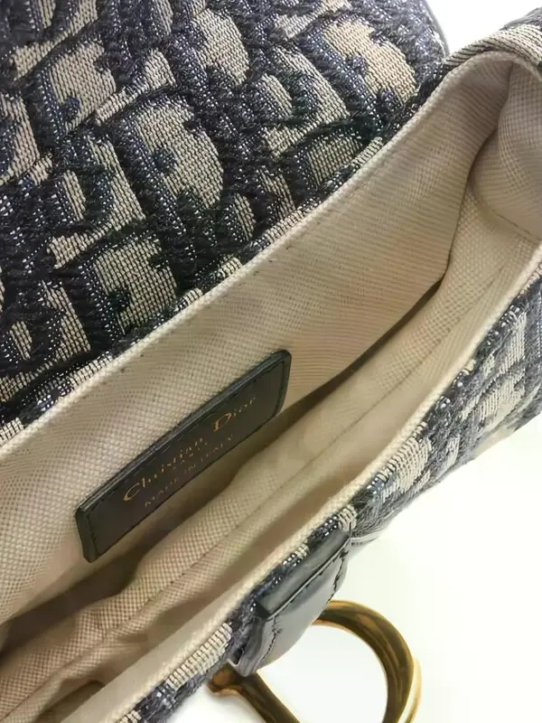 Dior 2010s Mini Saddle Oblique Jacquard Tote - Blue