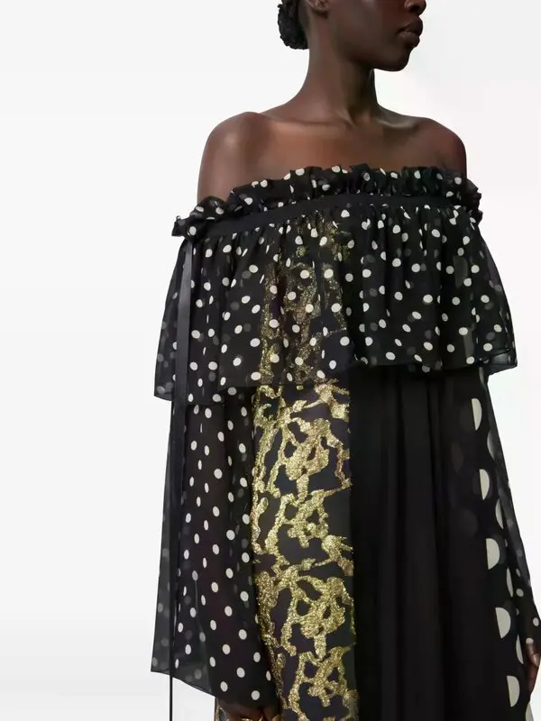Nina Ricci Bow-detail Polka Dot-pattern Silk Maxi Dress