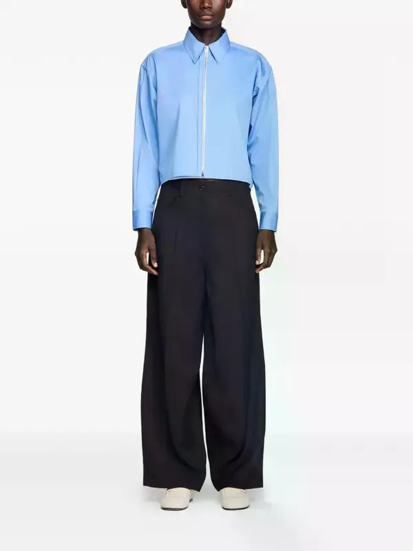 Sandro Cropped Zipped Shirt With Embroidered Detail