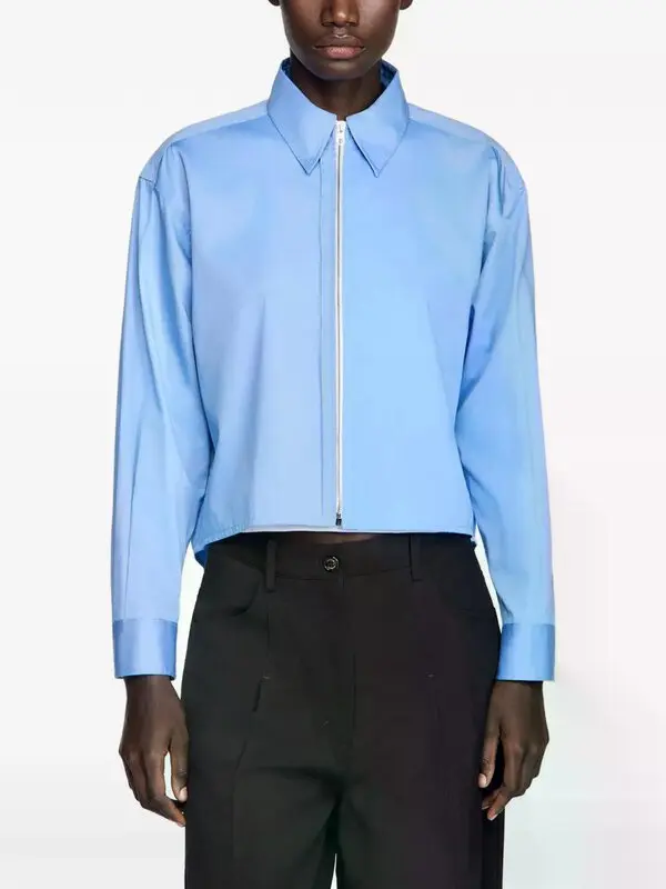 Sandro Cropped Zipped Shirt With Embroidered Detail