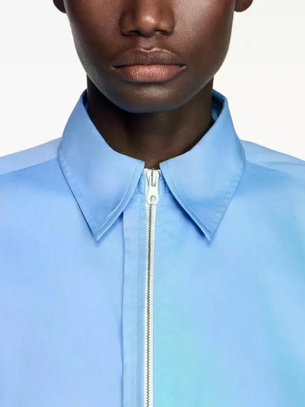 Sandro Cropped Zipped Shirt With Embroidered Detail