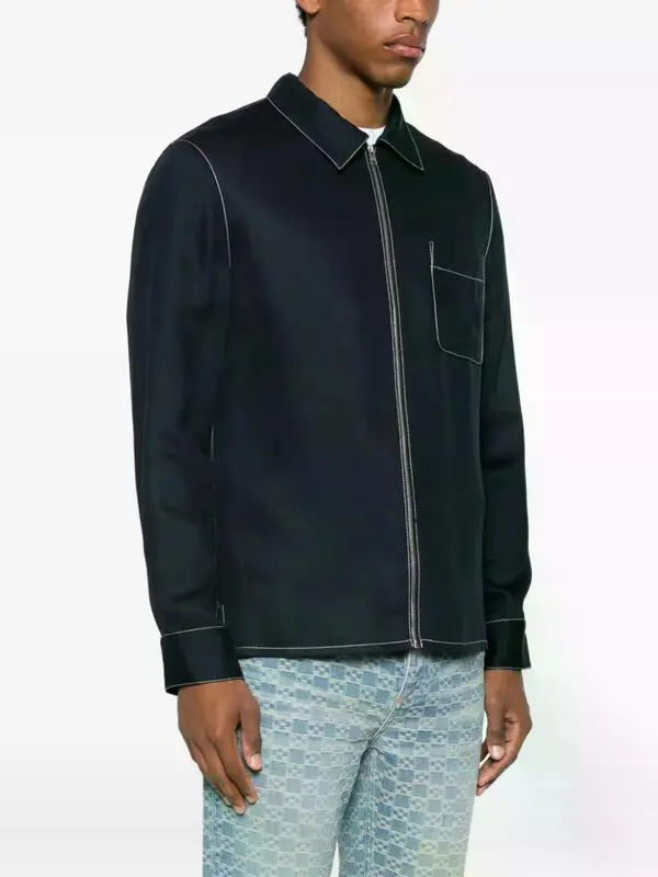 Sandro Loose-fit Zip-up Shirt - Blue