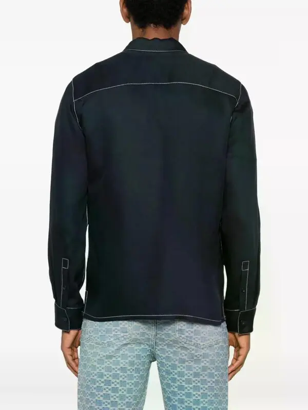 Sandro Loose-fit Zip-up Shirt - Blue