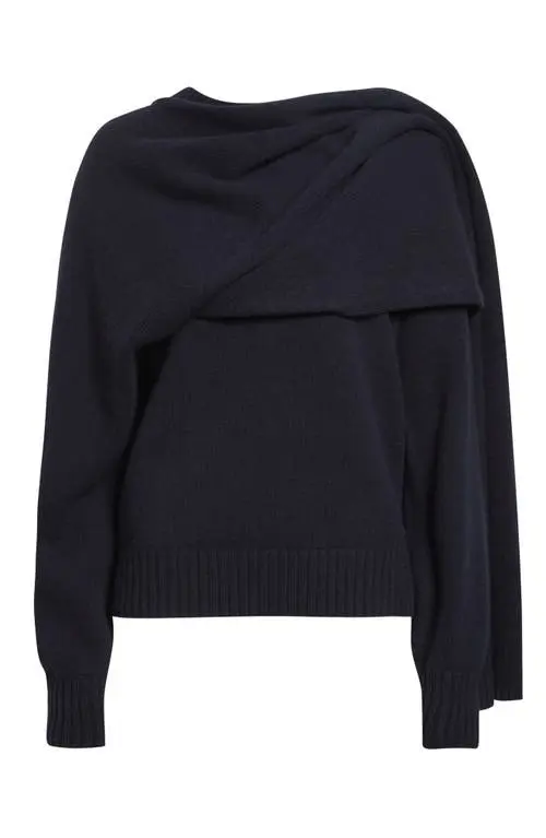 A.L.C. Davin Lambswool Scarf Sweater - Navy