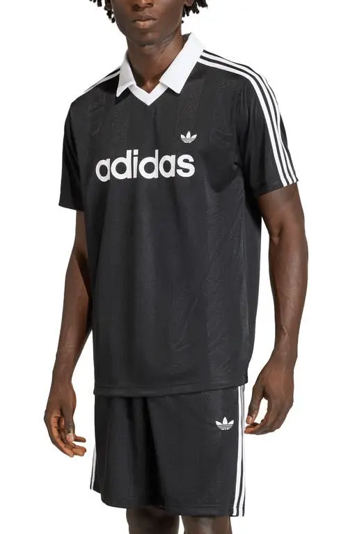 Adidas Short Sleeve Stripe Soccer Jersey - Black