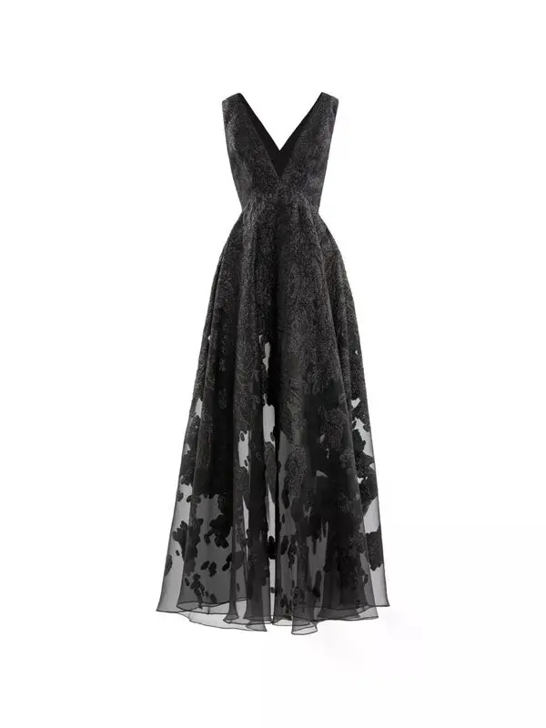 SAIID KOBEISY Brocade V-neck Maxi Dress