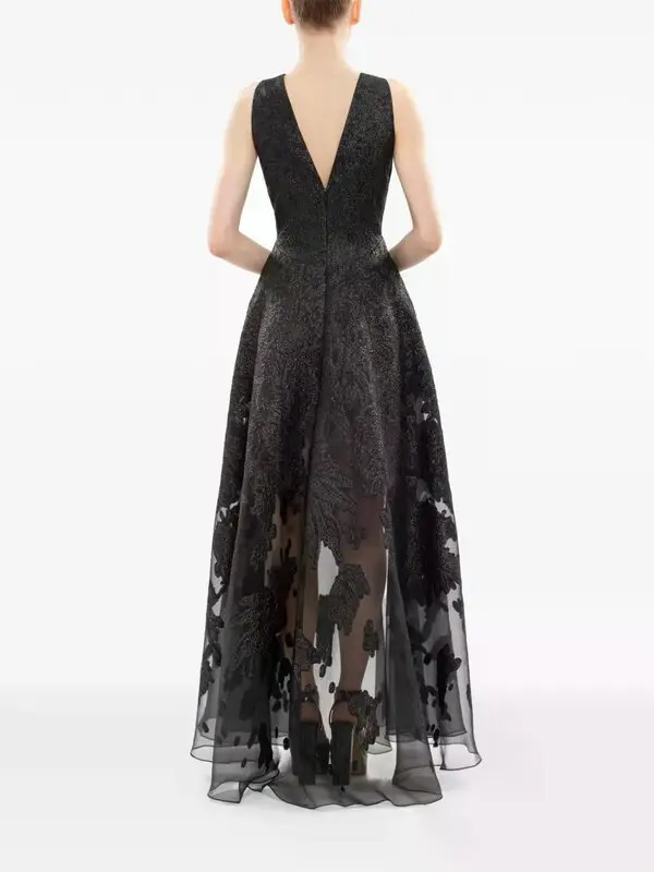 SAIID KOBEISY Brocade V-neck Maxi Dress
