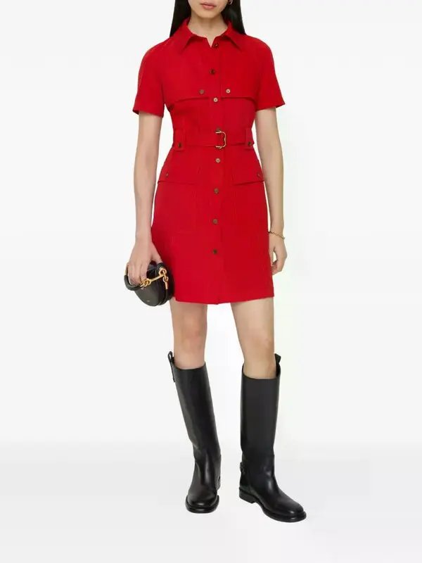 Burberry Mini Buckle Belted Wool Dress
