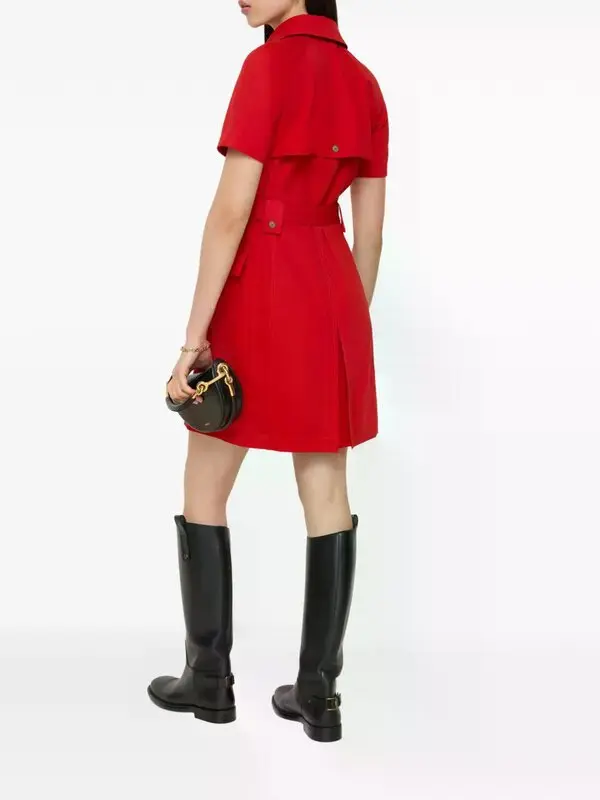 Burberry Mini Buckle Belted Wool Dress