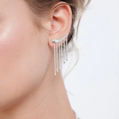 LUCY QUARTERMAINE Waterfall Climber Earrings - Sterling Silver
