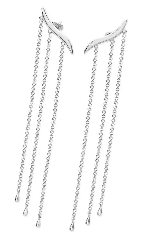LUCY QUARTERMAINE Long Waterfall Drop Earrings - Sterling Silver