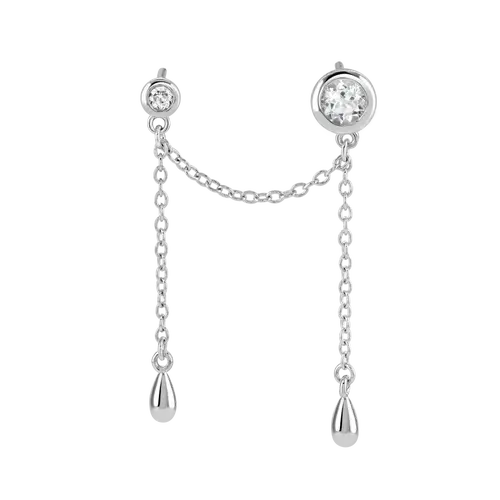 LUCY QUARTERMAINE Double Post Drop Earrings With White Topaz - Sterling Silver