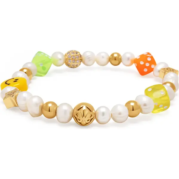 NIALAYA Cultured And Dice Bead Bracelet - Pearl
