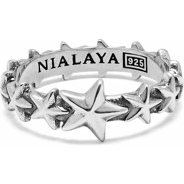 NIALAYA Sterling Star Band Ring - Silver