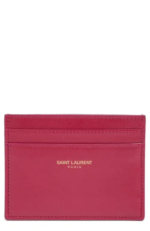 Saint Laurent Paris Card Holder - Dark Fuchsia