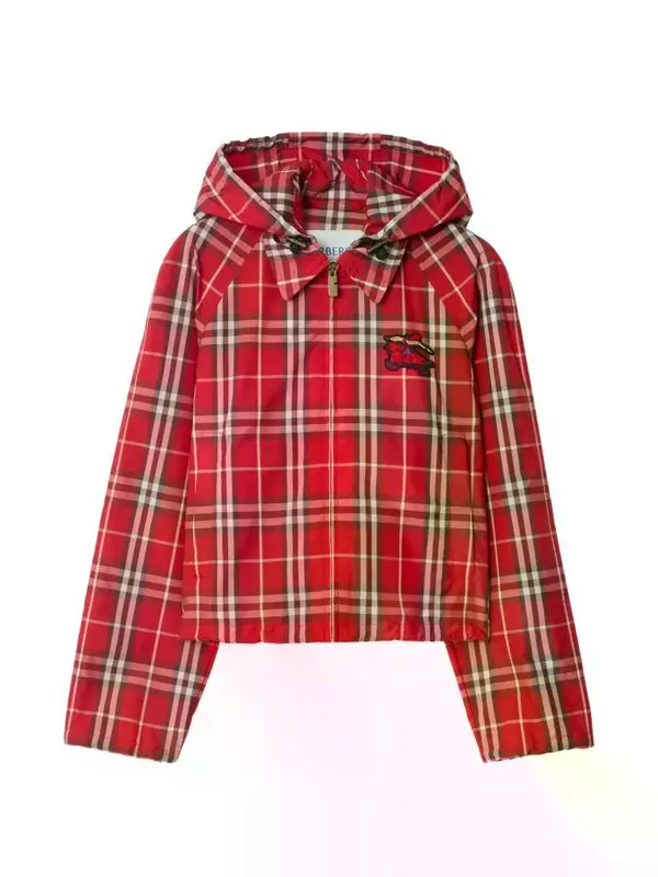 Burberry Cropped Check Hooded Jacket