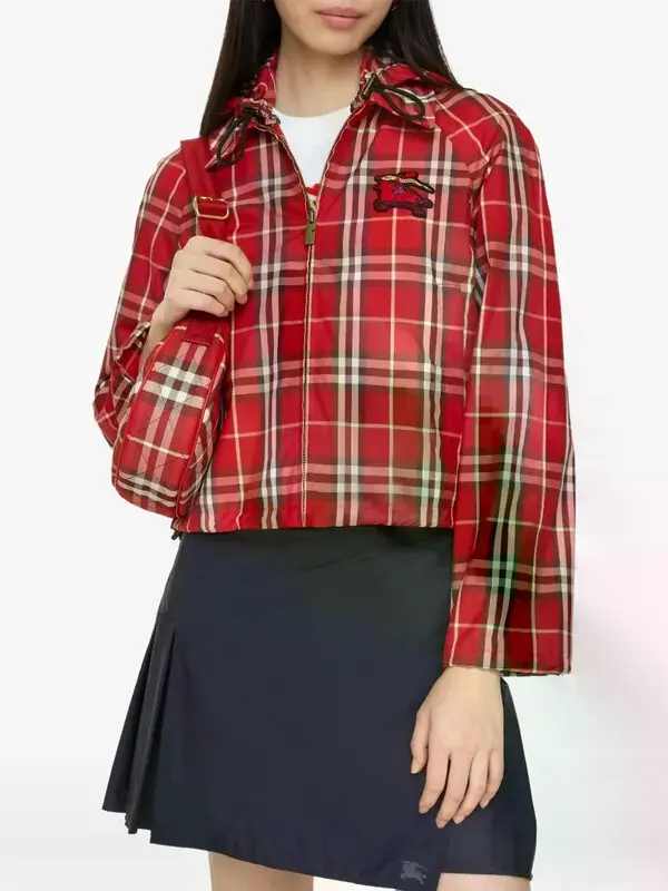 Burberry Cropped Check Hooded Jacket