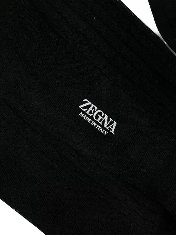 Zegna Logo-print Knee High Socks - Black