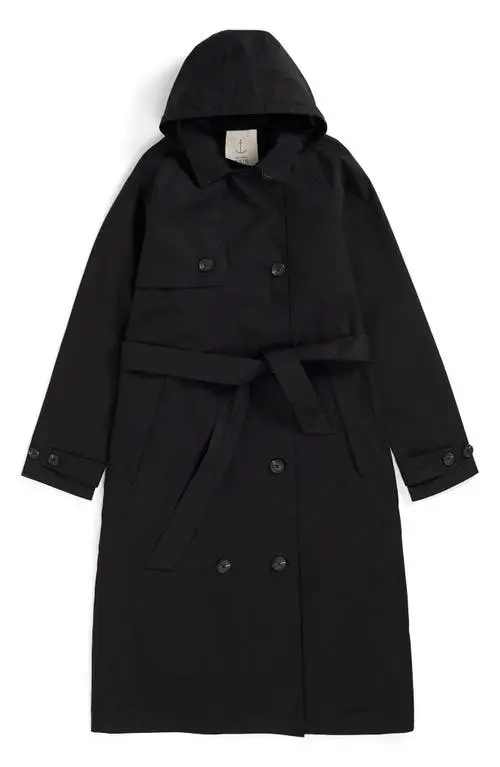 SEASALT CORNWALL Penweathers Waterproof Organic Cotton Trench Coat - Black