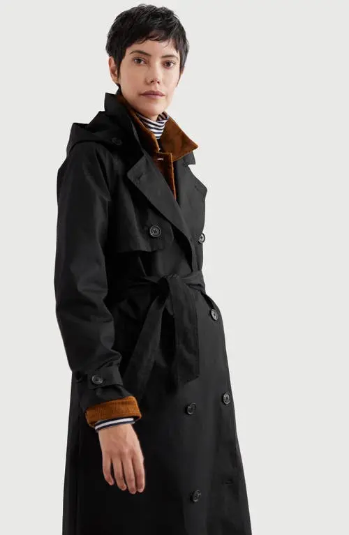 SEASALT CORNWALL Penweathers Waterproof Organic Cotton Trench Coat - Black