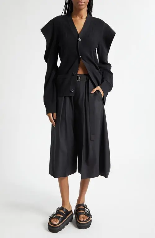 Sacai Rib V-neck Cardigan - Black